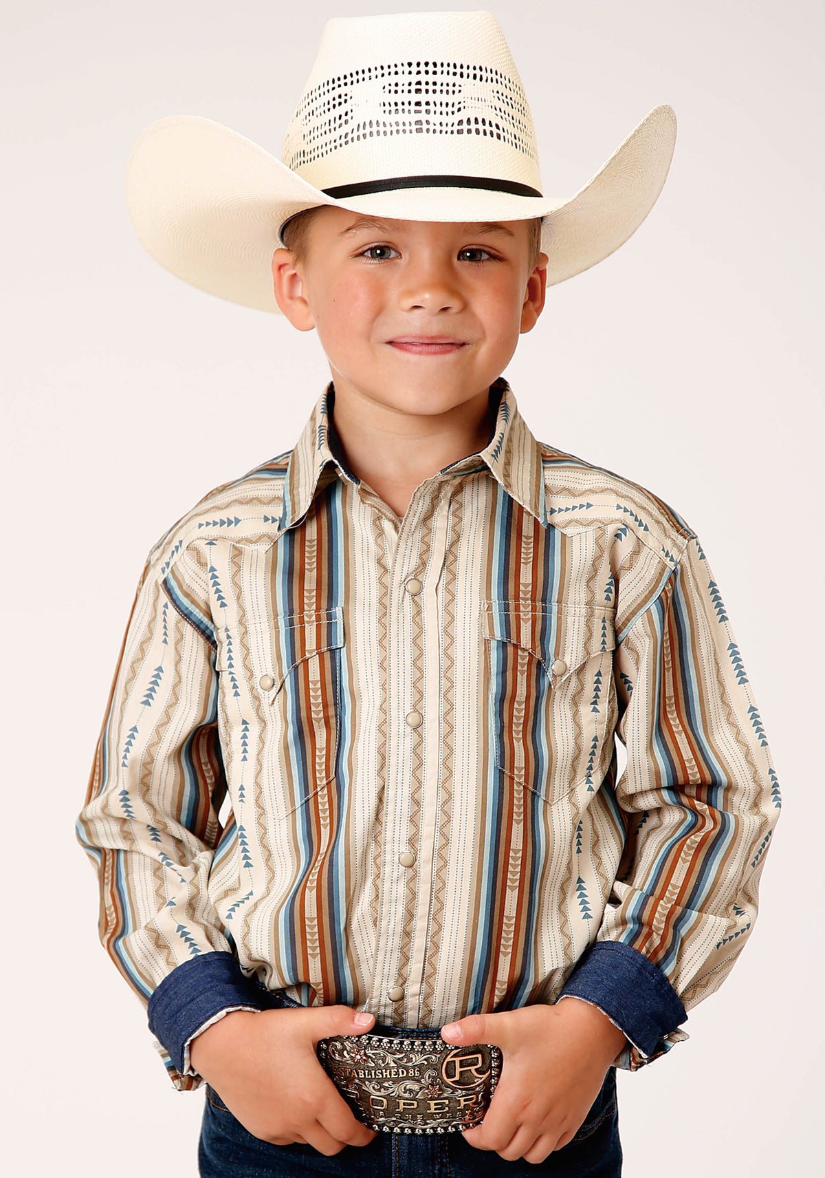 Roper Desert Stripe Aztec Long Sleeve Shirt — Way Out West Trading Co