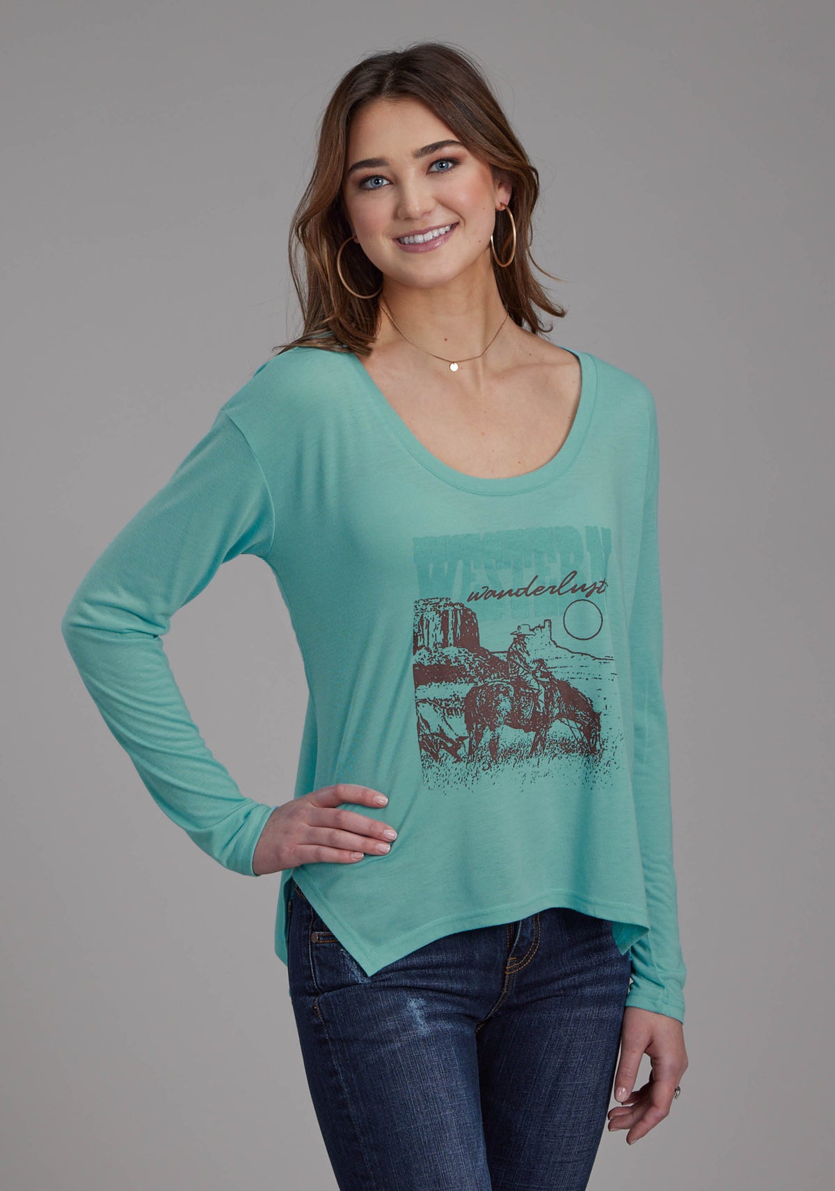 Women's Roper Turquoise Jersey Tee — Way Out West Trading Co
