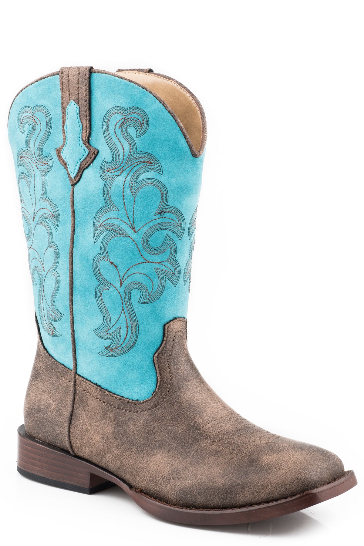 Women's Roper Brown & Turquoise Square Toe Boot — Way Out West Trading Co