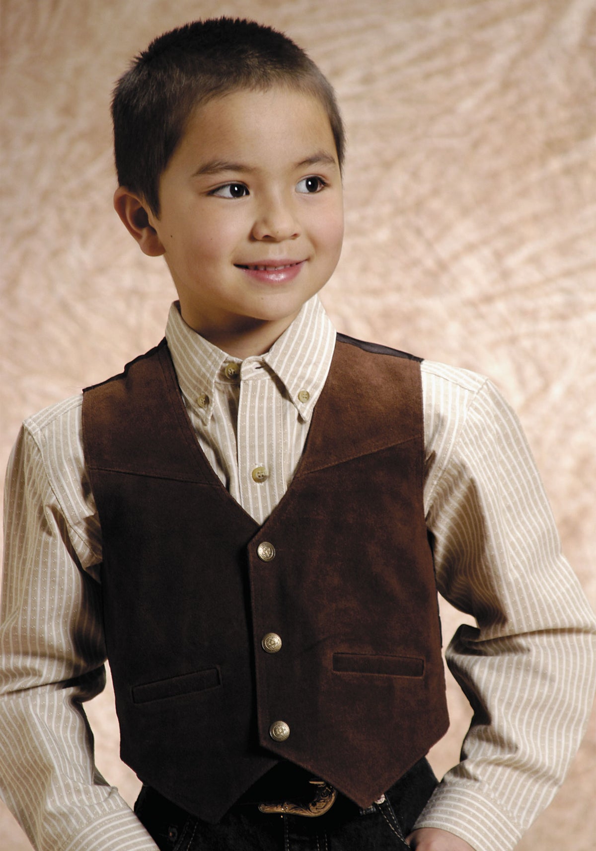 Boy's Brown Classic Suede Vest — Way Out West Trading Co