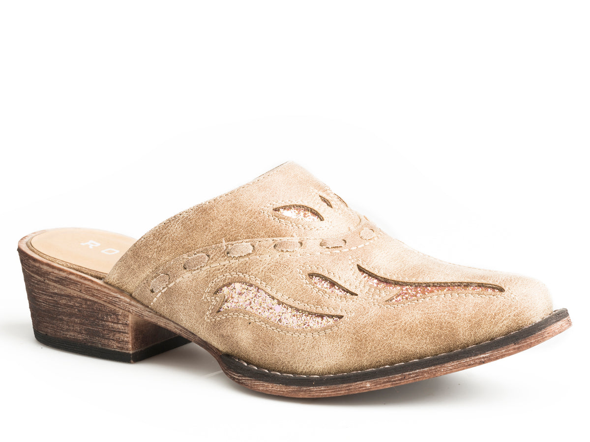 SNIP TOE BEIGE OPEN BACK MULE — Way Out West Trading Co